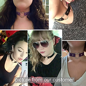 FIBO STEEL Womens Mens Leather Necklace Choker Necklace Heart Punk Goth Style Adjustable 4 Pcs