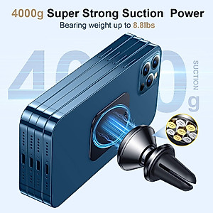 Humixx[8 Built-in Magnets Magnetic Phone Holders for Your Car [Durable ＆ Sturdy] Magnetic Phone Holder Mount for car 360° Rotation Car Vent Clip Fit for iPhone Samsung ＆ All Phones, Black