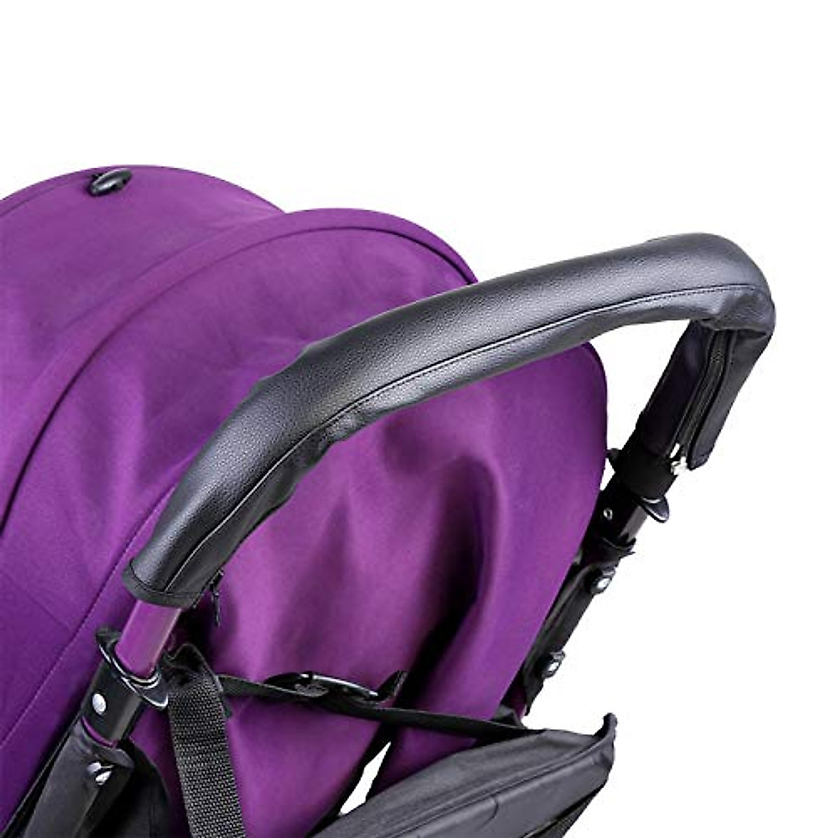 Pssopp Black PU Leather Waterproof Stroller Handlebar Cover, Universal Fit, Stroller Cover