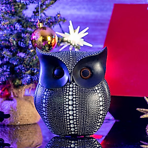 Ornativity Black Owl Statue Figurine - Animal Sculpture Home Decoration for Bedroom Living Room Kitchen Office Bathroom House Decor Figurines 6"