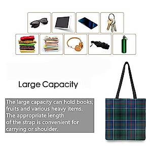 Tote Bag for Women,Innes Clan Dark Blue and Green Hunting Tartan Cute Bags Hand bags for Travel, Work