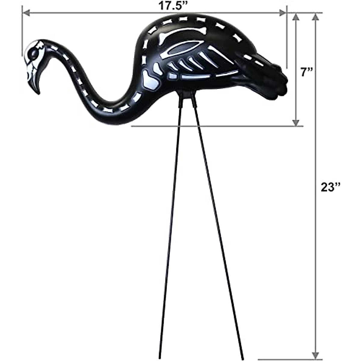 GiftExpress 4 PCS Halloween Black Flamingo Skeleton, Zombie Flamingos, Skull Flamingo with Stakes for Halloween Lawn Ornaments, Spooky Graveyard Decorations (4)