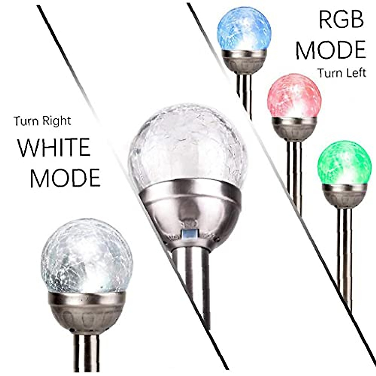 Bumper Solar Garden Stake Lights Cracked Glass Ball Dual LED Lamp with Colorful Light 4PCS Home and Garden