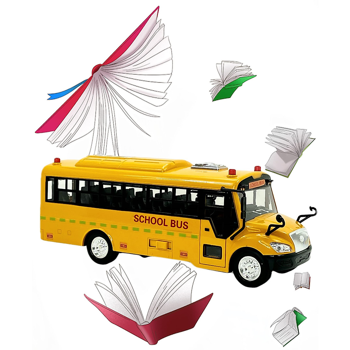 Big Daddy Huge Yellow School Bus with Lights and Cool Openable Doors Pull Back Toy School Bus with Sounds and Songs for Girls, Boys, Toddlers