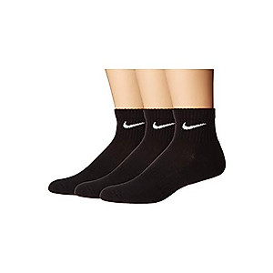 Nike Everyday Cushion Ankle Socks 3-Pair Pack Black/White LG (US Men's Shoe 8-12, Women's Shoe 10-13)