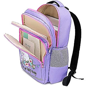 BTOOP Girls Backpack Kids Elementary Bookbag Girly School Bag with Insulated Lunch Tote and Pencil Pouch (Purple -3pcs)