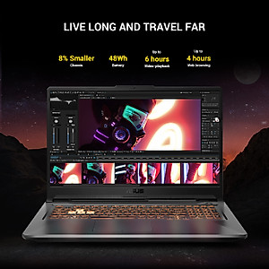 asus 2023 TUF A17 FA706IH 17.3'' FHD IPS 144Hz Premium Gaming Laptop, AMD 6-Core Ryzen 5 4600H Upto 4.0GHz, 64GB RAM, 1TB PCIe SSD, NVIDIA GeForce GTX 1650, RGB Keyboard, Windows 11 Pro + HDMI Cable