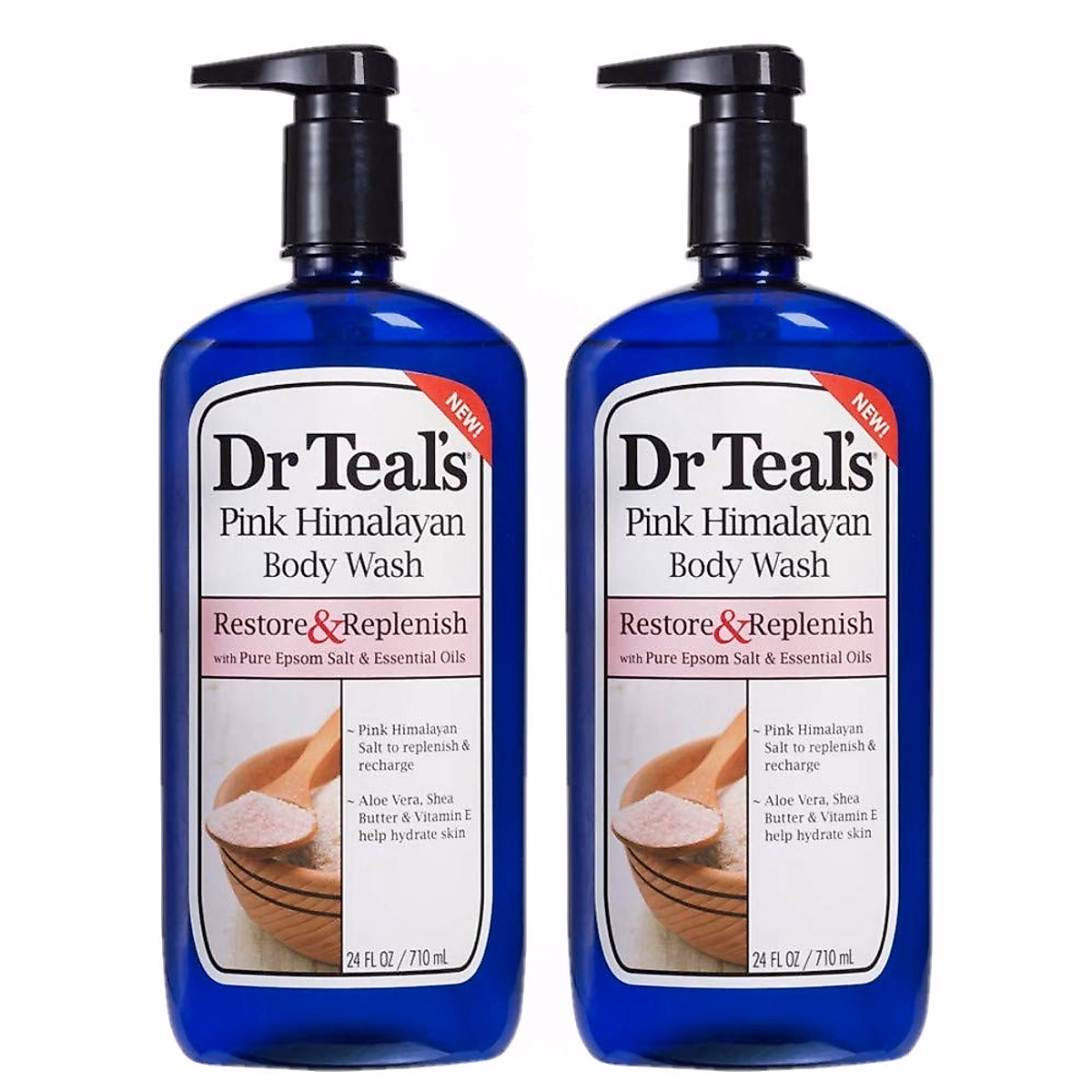 Dr Teal's Pink Himalayan Salt Body Wash Gift Set (2 Pack, 24oz Ea.) - Restore & Replenish Pink Himalayan Salt