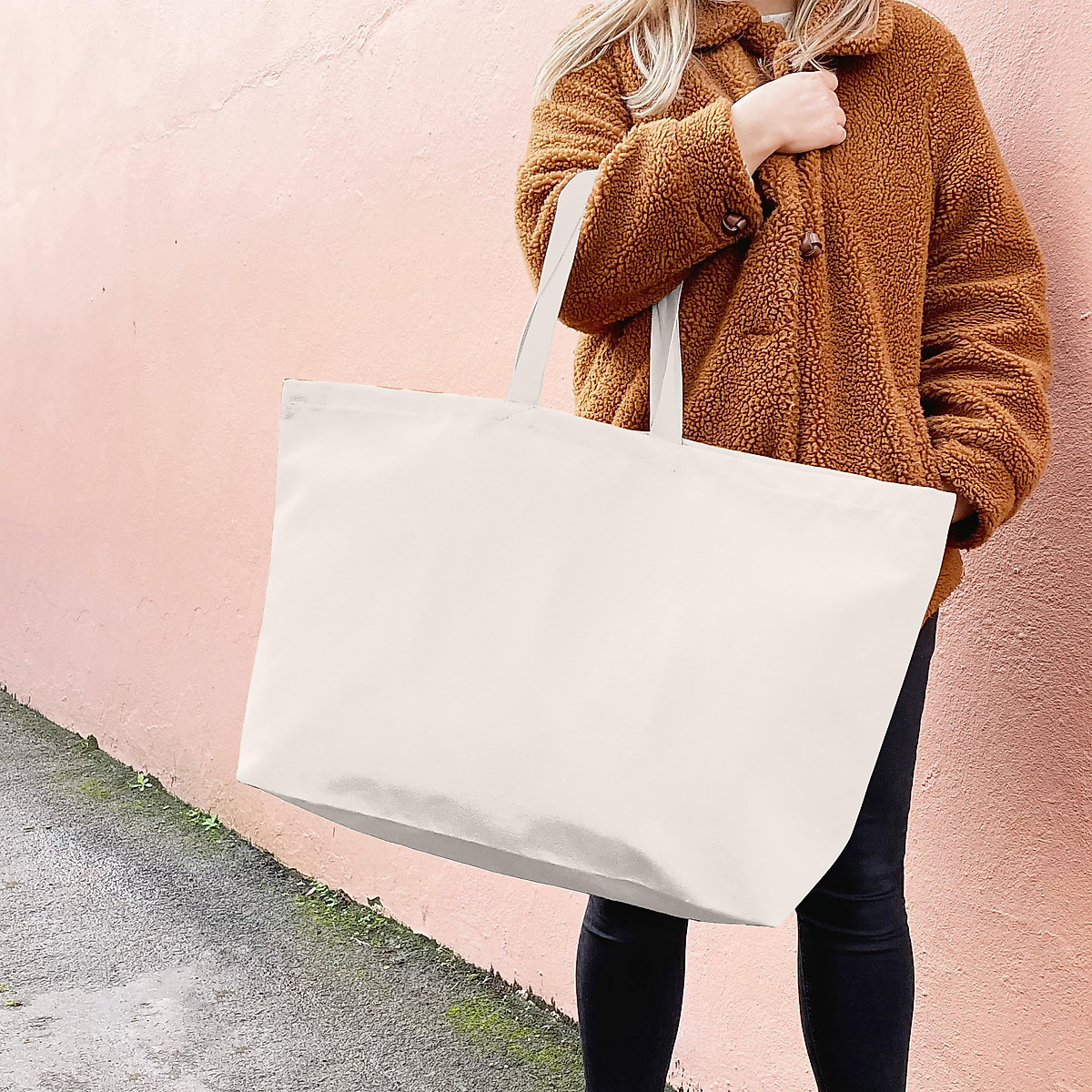 LLYLIU Large Canvas Tote Bag-Extra Big Shopping Beach Totes Bags Reusable Largest Grocery Plain Solid Bag 28"x8"x16"