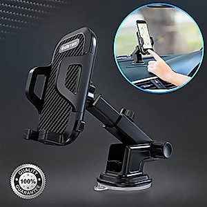 SIISTEM Phone Mount for Car, Universal Car Phone Holder Mount with Suction Cup, Release Button and Lock Mechanism, Cell Phone Holder for Car Dashboard Windshield