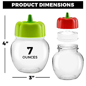 Seasoning Shaker Perforated Top Shaker For Parmesan Cheese, Pepper, Kosher Salt, Glass Jar With Cute Pepper Lid, Dishwasher Safe - 7oz - Set Of 2