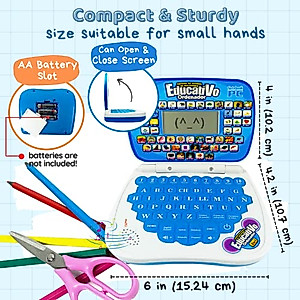 ZeenKind Bilingual Spanish English Learning Small Laptop Toy with Screen for Kids, Toddlers, Boys and Girls | Educational Computer to Learn Alphabet ABC, Numbers, Words, Spelling, Maths, Music.