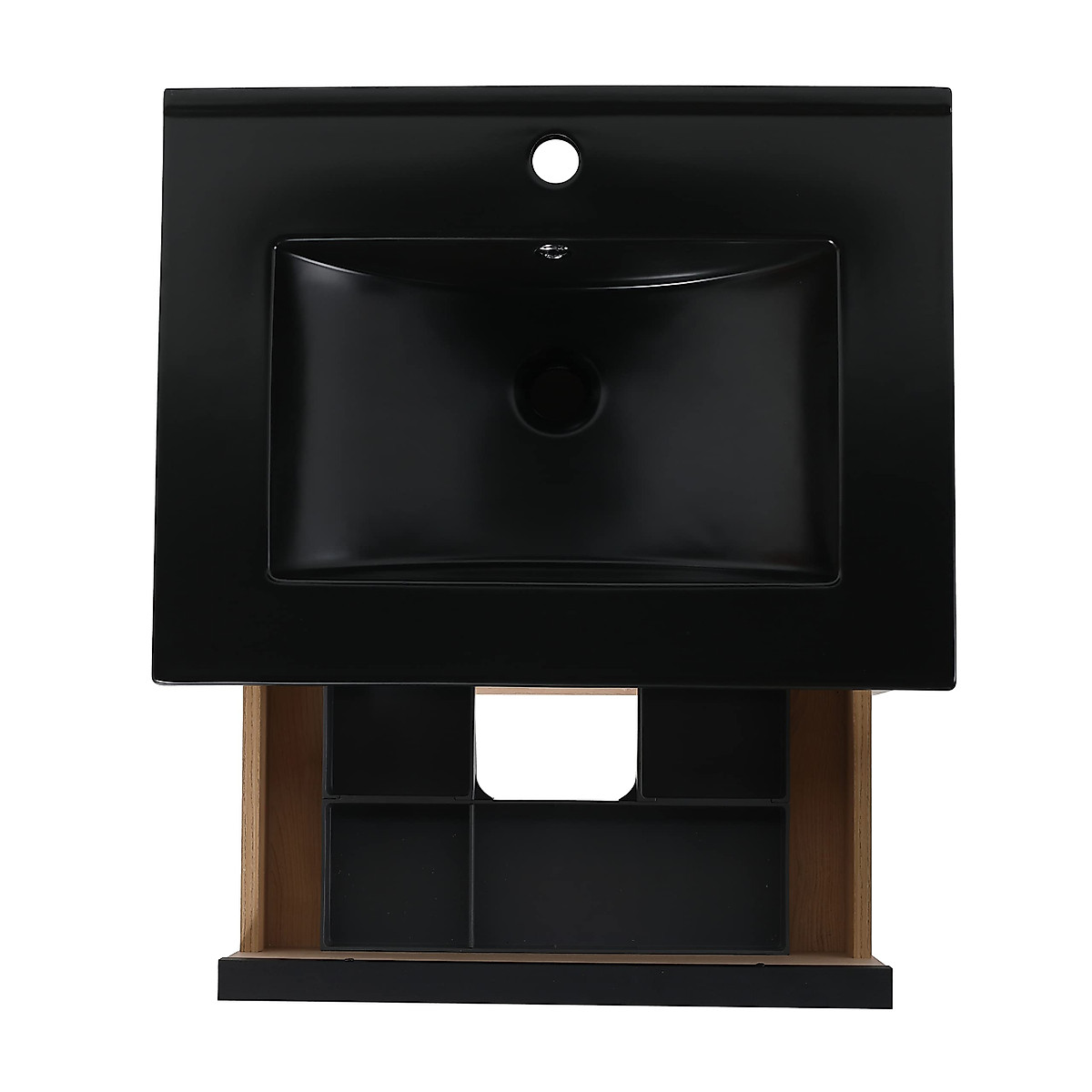 SmartEdge 24 Inch Bathroom Vanity, Modern White Floating Vanity, Wood Wall Mounted Bathroom Vanity 2 Drawers Storage Cabinet Ceramic Vessel Countertop Bath Vanity with Sink