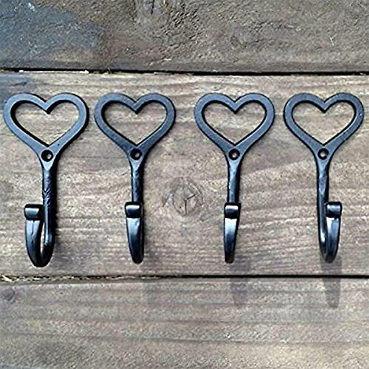 mogen886 Retro Black Wall Hook,Heart Shape Wrought Iron Decorative Duty Iron Hooks for Hanging Keys Towels Coat in Bathroom Kitchen Supplies Decorative Black
