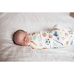 Large Premium Knit Baby Swaddle Receiving Blanket "Varsity" by Copper Pearl