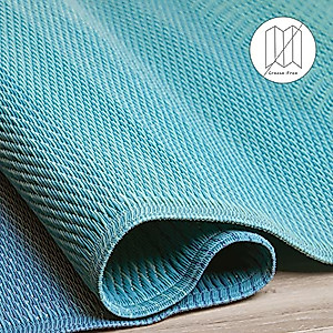Fab Habitat Outdoor Rug - Waterproof, Fade Resistant, Crease-Free - Premium Recycled Plastic - Ombre - Patio, Deck, Porch, Balcony, Laundry Room - Big Sur - Teal - 4 x 6 ft