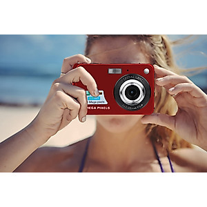 eDealz 18MP Megapixel Digital Camera with 2.7" LCD Screen, Rechargeable Battery, HD Photo and Video for Indoor, Outdoor Photography for Adults, Kids (Red)