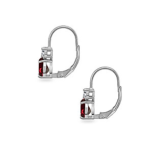 Ruby Earrings for Women Sterling Silver 7x5mm Teardrop Synthetic Rubys and CZ Dainty Leverback Red Drop Earring for Bridesmaids