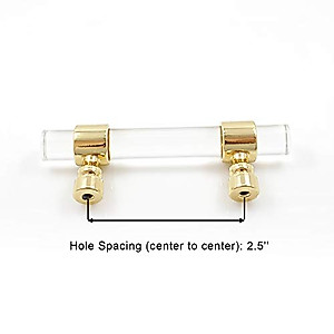 LBFEEL Crystal Cabinet Knob Pulls 4 Pack 2 1/2" Centers Acrylic Drawer Pulls Clear Dresser Knob Handle Furniture Hardware 64mm