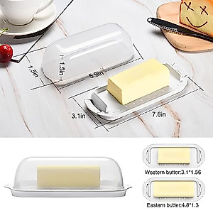 Butter Dish with Clear Lid, Butter Container Holds for Countertop, Unbreakable Butter Keeper for Home Kitchen Decor, Perfect for East/West Coast Butter, BPA-free, Microwave/Dishwasher Safe (White)