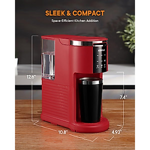 KIDISLE Single Serve Coffee Machine, 3 in 1 Pod Coffee Maker for K Cup Pods & Ground Coffee & Teas, 6 to 14oz Brew Sizes, with 40oz Removable Water Reservoir, Descale Settings, Red