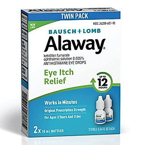 Allergy Eye Itch Relief Eye Drops by Alaway, Antihistamine, 10 mL (Pack of 2), Packaging May Vary