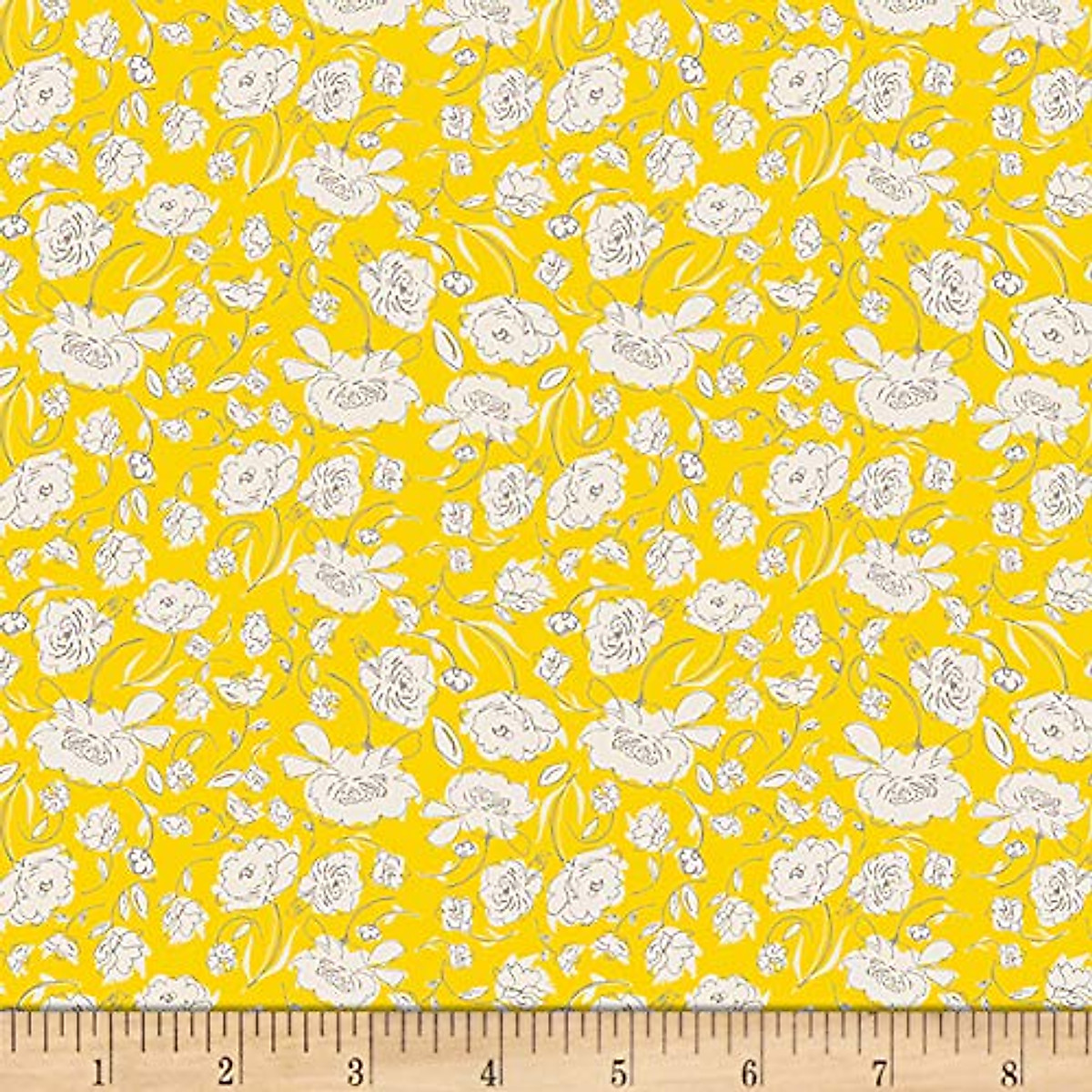 Art Gallery Fabrics Art Gallery Wonderful Things Blooming Brook Sol Fabric, Yellow