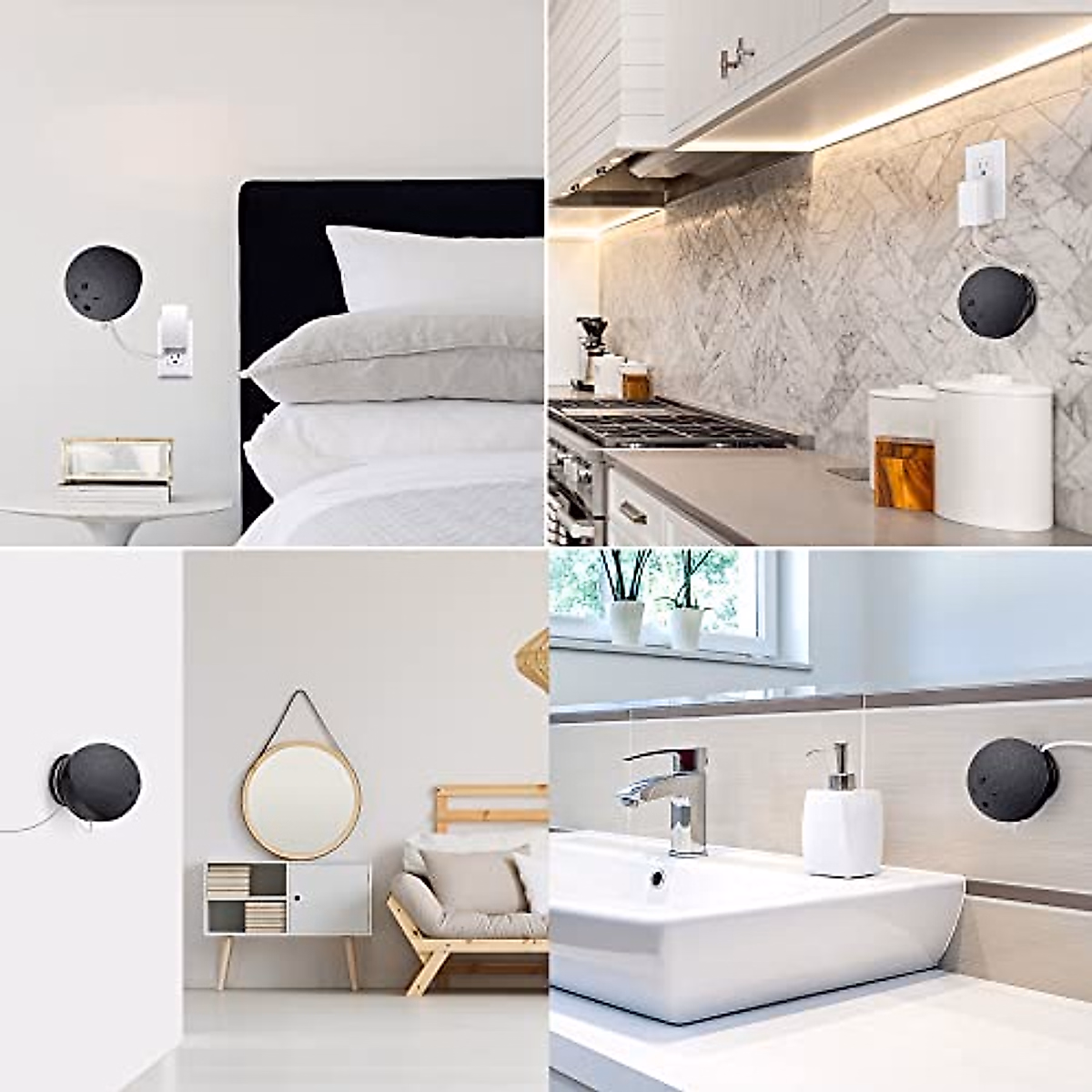 HomeMount Dot4 Generation Wall Mount - All New 4th Gen Outlet Holder, Space Saving Accessories Built in Cable Management Shelf (Black1Pack)