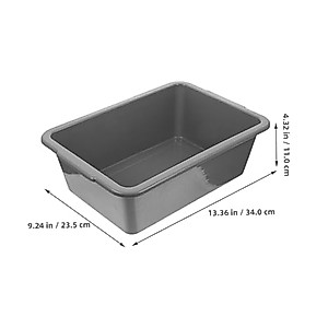 HOOTNEE 3pcs Restaurant Bowl Storage Box Utility Tub Meat Prep Tub Dishwashing Tubs Dishpan Basin Tub Commercial Tote Tubs Washing Basin Tub Rectangle Utility Dish Tub Storage Bins Pp Grey