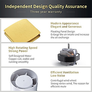 Zeyzer Gold Bathroom Exhaust Fan 110 CFM 1.0 Sone 5.9" Duct Modern Square Ceiling or Wall Mount Ventilation AC Vent Fan for Bathroom/Corridor/Office/Laundry Room/Shop