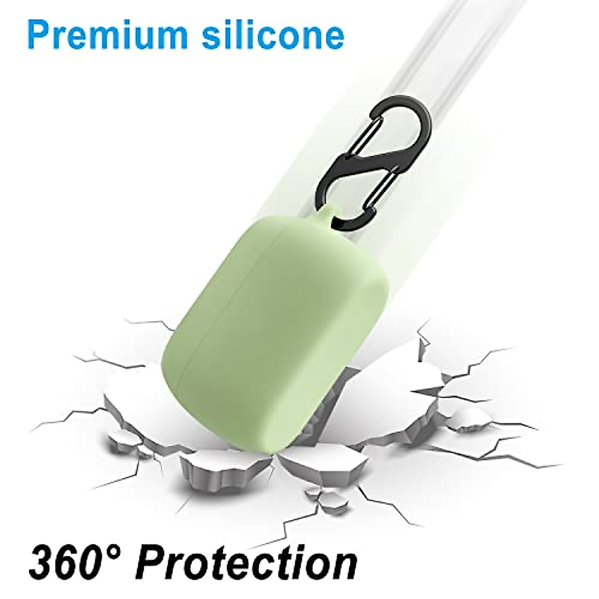 Geiomoo Silicone Case Compatible with Jabra Elite 2, Jabra Elite 3, Protective Cover with Carabiner (Luminous Green)