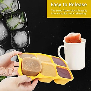 1 Cup SILICONE FREEZER MOLDS with lids, SILICONE STORAGE CONTAINERS, SILICONE MOLDS for Food, Soup Sauce Meal Prep, (BPA Free)