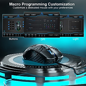 SOLAKAKA RGB Wired Gaming Mouse with Honeycomb Shell,Adjustable 12800 DPI,7 Programmable Buttons,Lightweight Gaming Mice Ergonomic Computer Mouse Gaming for Windows/PC/Mac/Laptop Gamer