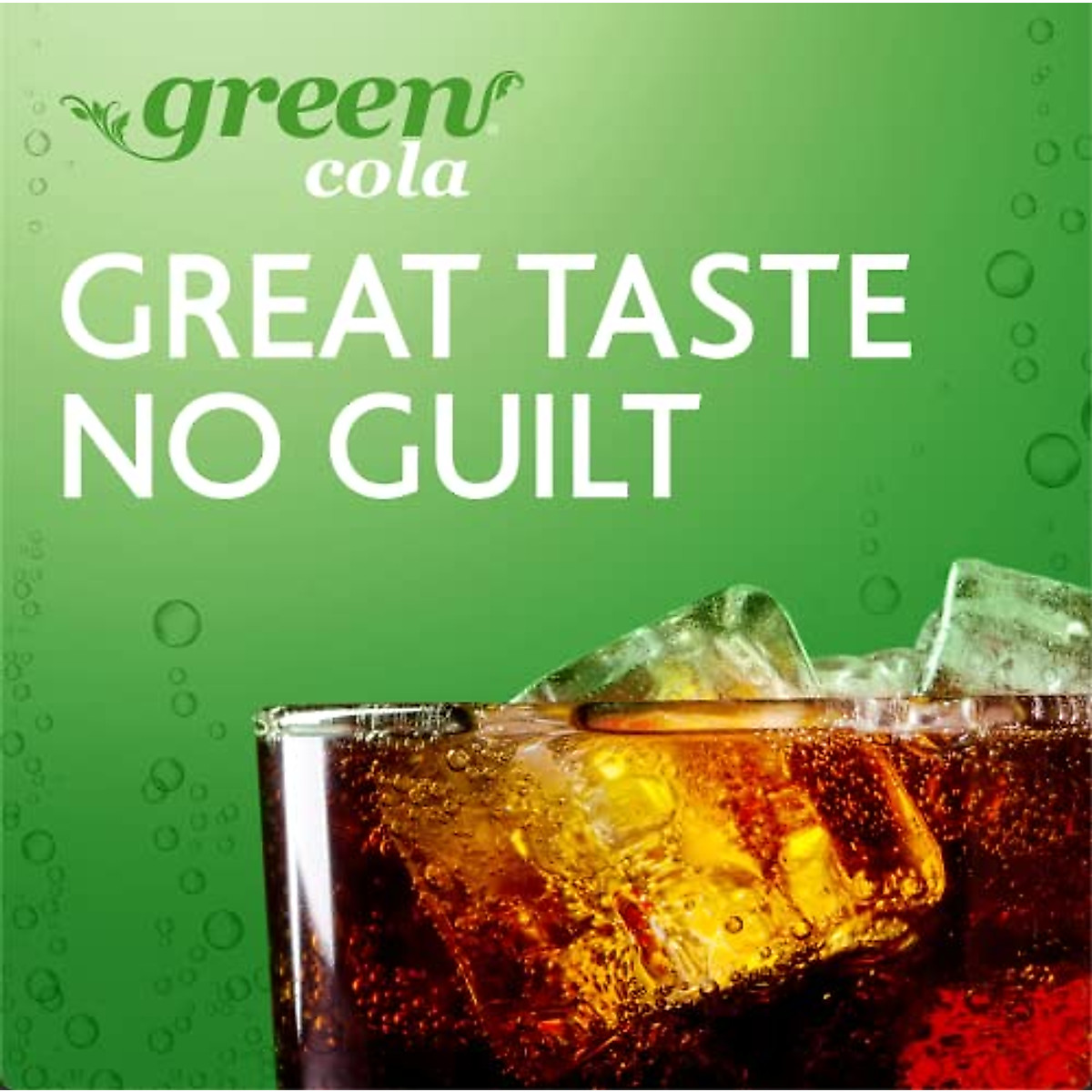 Green Cola - Sugar Free, Zero Calories, Naturally Sweetened with 100% Stevia Leaf Extract, Carbonated Soda, 100% Cola Taste, 12 Fl Oz each can - Pack of 8
