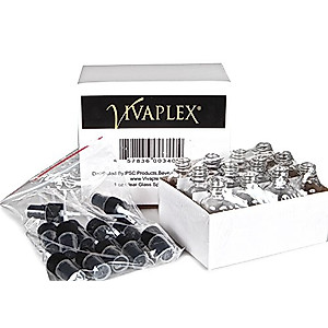 Vivaplex, 12, Clear, 1 oz Glass Bottles, with Black Fine Mist Sprayers