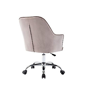 Goujxcy Home Office Chair, Velvet Desk Chair Modern Adjustable Swivel Chair, Upholstered Task Chair Accent Chair Executive Chair Vanity Desk Chair (Grey)
