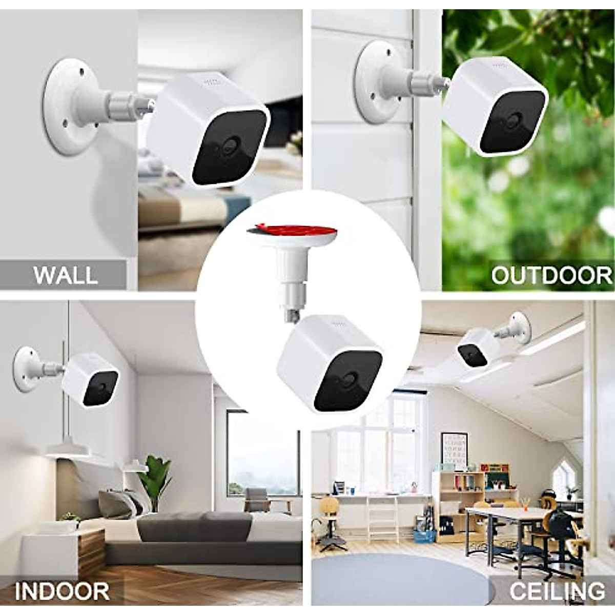 3PACK Screwless Wall Mount Bracket for Blink Outdoor & Indoor Camera Blink XT2,360 Degree Adjustable Strong Adhesive Mount，2 Ways Installation VHB Stick On or Screws, No Tools Needed, No Drilling