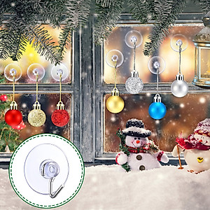 100 Pcs Christmas Mini Suction Cup Hooks for Glass Window 0.87 Inch Christmas Window Suction Cups with Hooks Removable Clear Plastic String Lights Suction Cup for Hanging Xmas Holiday Shower Kitchen