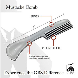 G.B.S Ultimate & Unbreakable Beard Mustache Comb Men X- Grooming Fine Toothed Beard Moustache Comb, Small Pocket Size Designed for Beard & Mustache Saw-Cut - Metallic Gray (3 Pack)