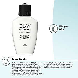 Face Moisturizer by Olay Age Defying, Anti-Wrinkle Day Lotion with Sunscreen, Broad Spectrum , SPF 15, 3.4 Oz. (Pack of 3) Packaging may Vary