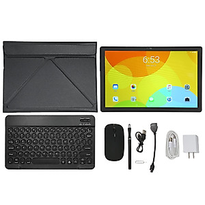 HEEPDD 10.1 Inch Tablet, Dual Camera 2 in 1 Tablet PC 5G WiFi Support 4G LTE US Plug 100-240V with Keyboard for Entertainment (Blue)