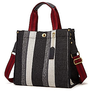 Tote Bag Hobo Bag for Women Canvas Shoulder Bag Chic Crossbody Bag Satchel Large Handbag Color Contrast Stripe