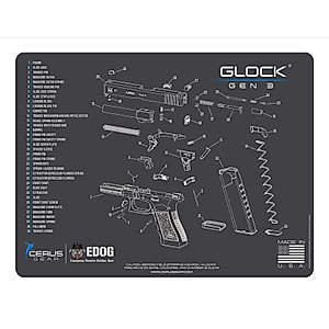 Gen 3 Gun Cleaning Kit & Accessories Compatible with Glock Gen 3 Pistol Schenatic Cleaning Mat for 22.38 9mm .45 Hoppes Gun Oil & Solvent Clenzoil CLP Cleaner Brush Picks & Patches