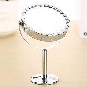 LEEOX Make Up Mirror Magnification Circular Makeup Mirror Dual 2 Sided Round Shape Rotating Cosmetic Mirror Stand Magnifier Mirror Standing Mirror