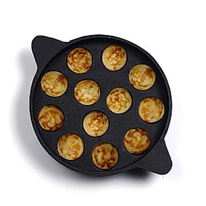 The Indus Valley Pre-Seasoned Cast Iron Paniyaram Pan (12 Pits - Twin Handle),Black