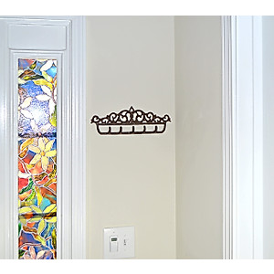 GASARÉ, Key Holder for Wall Mount, Cast Iron Key Hook, Key Rack, Victorian Design, Screws and Anchors, Large Size of 12½ x 5¼ Inches, Brown, 1 Unit