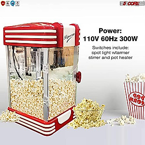 5 Core Popcorn Machine Popcorn Maker Machine used in Home Movie Theater Style Popcorn Popper 4 Oz Antique 300 Watts Big Grande Size POP 850