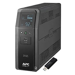 APC Sine Wave UPS Battery Backup & Surge Protector, 1000VA, APC Back-UPS Pro (BR1000MS) Bundle Including 16GB DataTraveler