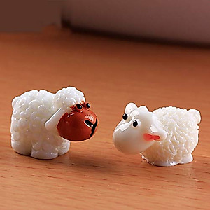 X Hot Popcorn 30 Pcs Miniature Sheeps Mini Garden Herd of Sheeps Moss Micro Landscape Decoration DIY Resin Home Decor Animals Micro Fairy Garden(15Male Sheep+ 15Mother Sheep),Sheep