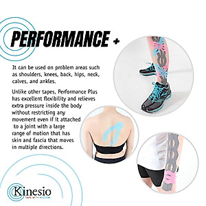 Kinesio Tex Performance + - Therapeutic Knee and Shoulder Medical Tape - Red - 2in x 16.4 ft Roll